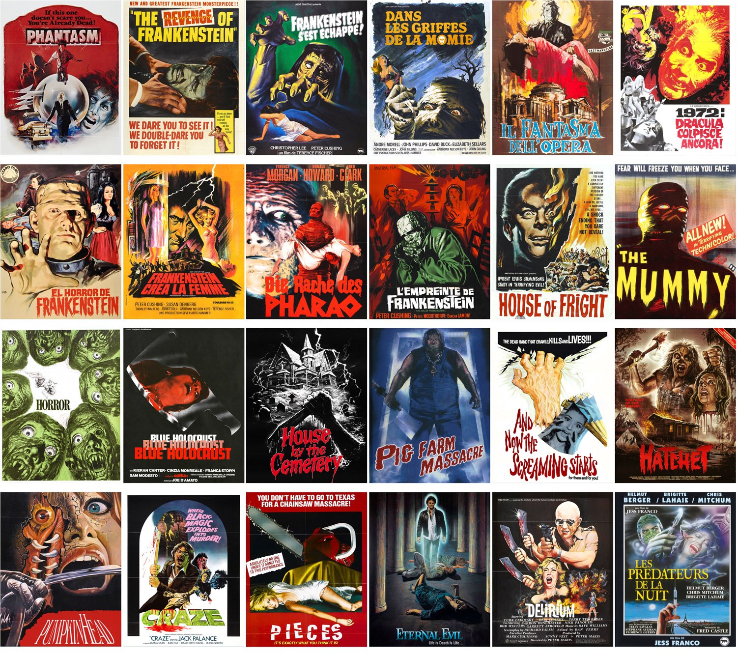 Large Stickers (24 pcs 2.5"x3.5") Vintage Horror Slasher Movies Posters Halloween Monster