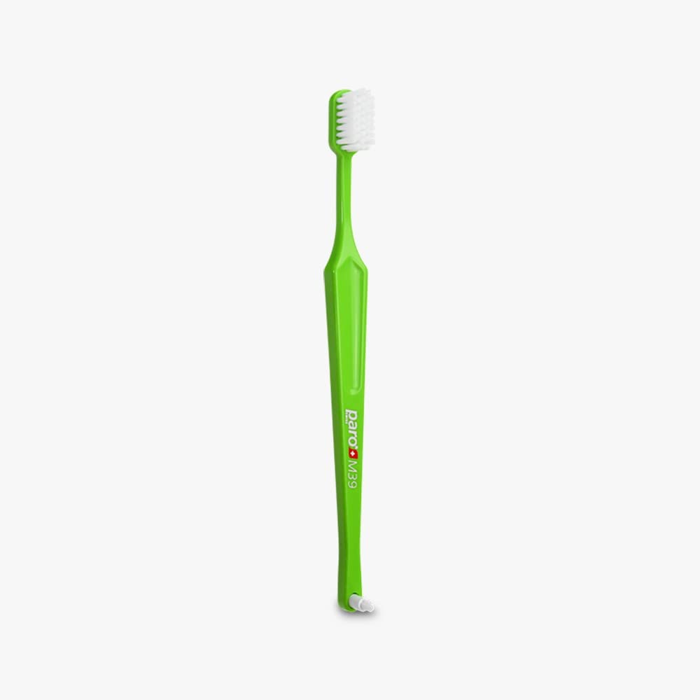 Paro M39 Toothbrush | Extra Sensitive Toothbrush with Medium Bristles and Exchangeable Inter Space F | 5 Rows, 39 Tufts | 12 Pack