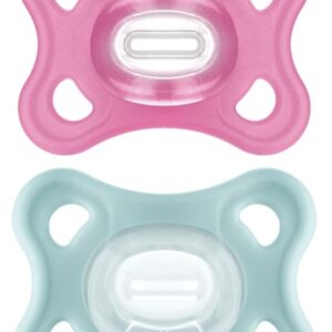 MAM Comfort Pacifiers, Newborn Pacifiers (2 Pack) 3-6 Months, Best Pacifier for Breastfed Babies, Girl Silicone