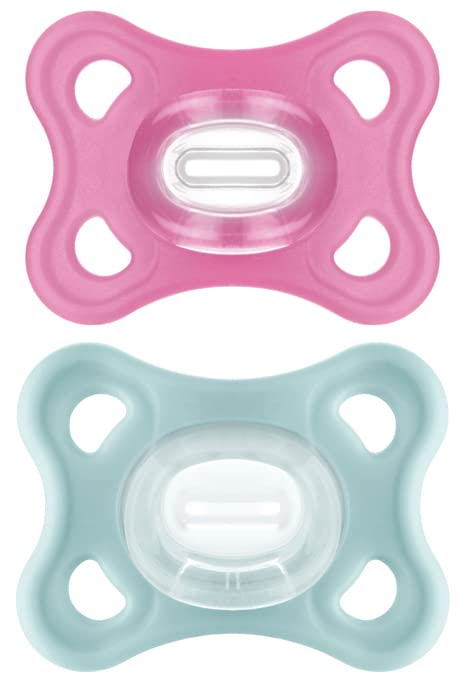 MAM Comfort Pacifiers, Newborn Pacifiers (2 Pack) 3-6 Months, Best Pacifier for Breastfed Babies, Girl Silicone