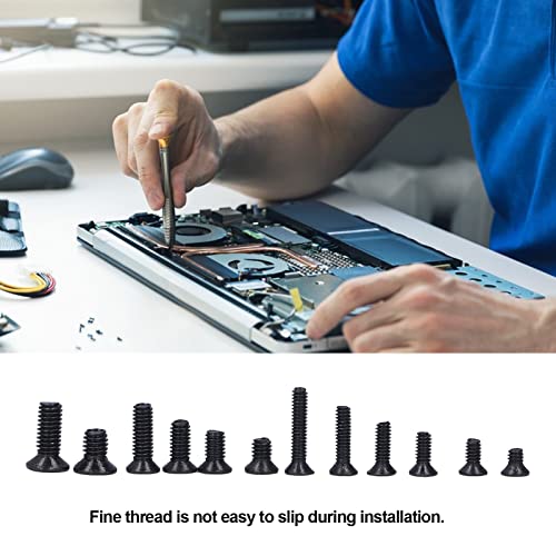 Electronic Repair Screws Kit, Flat Head Carbon Steel 600Pcs Computer Screw for Laptop