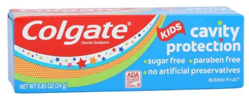 Colgate Kids Cavity Protection Fluoride Toothpaste, Bubble Fruit Flavor, Travel Size 0.85 oz (24g) - Pack of 6