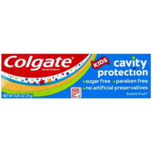 Colgate Kids Cavity Protection Fluoride Toothpaste, Bubble Fruit Flavor, Travel Size 0.85 oz (24g) - Pack of 6