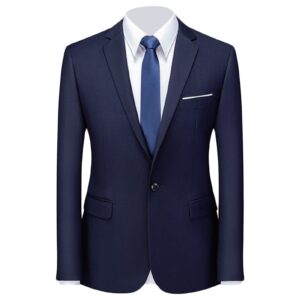 men's stylish slim fit daily blazer solid casual formal wedding party sport coat one button lapel business jacket (dark blue 1,x-large)