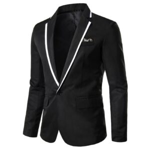 men's one button casual blazer lightweight slim fit business daily jacket notched lapel party dinner sports coat (black,x-large)