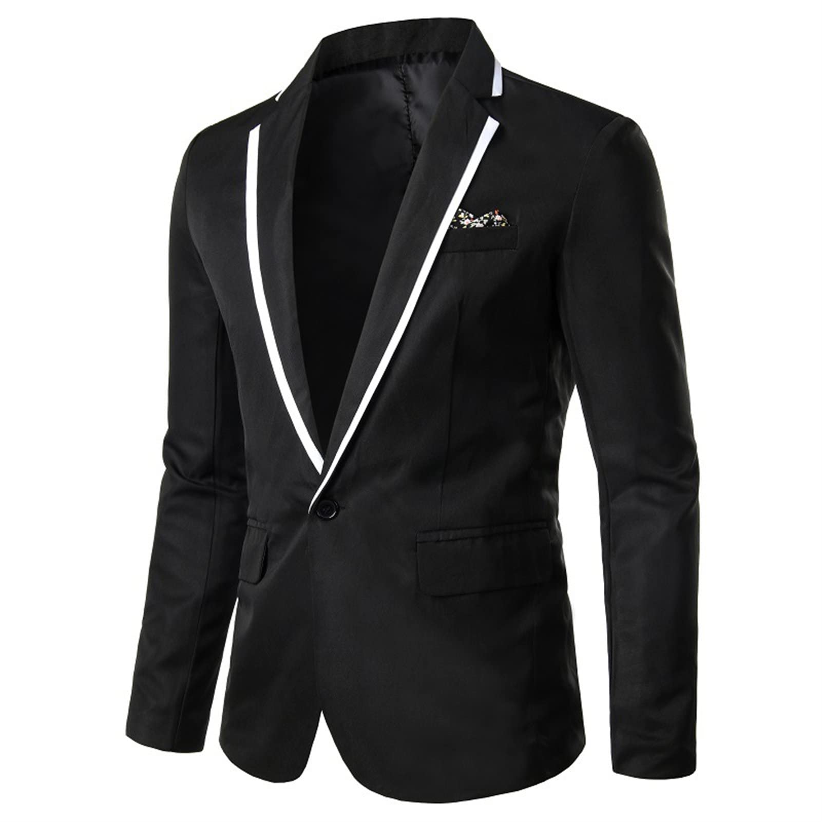 Men's One Button Casual Blazer Lightweight Slim Fit Business Daily Jacket Notched Lapel Party Dinner Sports Coat (Black,X-Large)