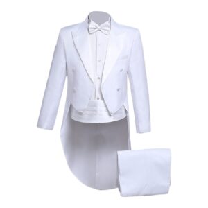 men's formal peak lapel tailcoat classic magic show costume jacket tuxedo party dinner swallowtail tux suit coat (white,medium)