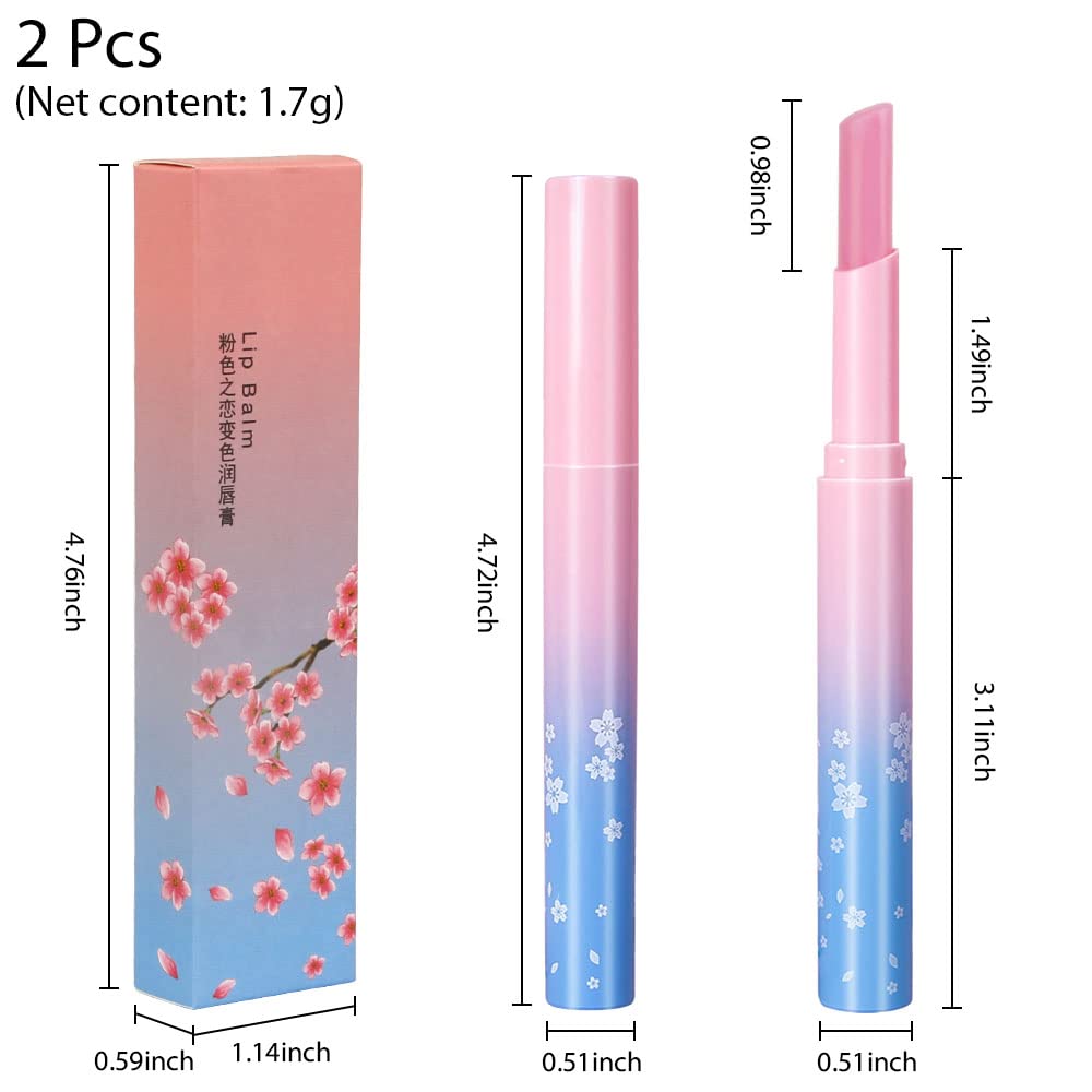 BINGBRUSH 2Pcs Color Changing Lipstick, Pink PH Mood Long Lasting Labiales Lip Care Moisturizer Lip Balm Korean Magic Lip Gloss Lip Tinted Stain Makeup Lipstick Set for Women