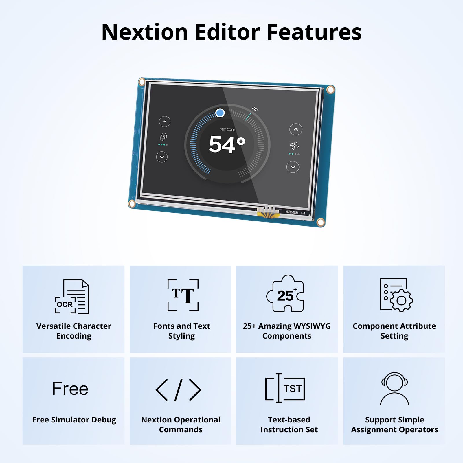 Nextion 5.0″ Basic HMI Display Module NX8048T050 LCD-TFT RGB 65K Resistive Touch Screen 800×480 Compatible for Arduino and Raspberry Pi, Suitable for 3D Printers, Vehicle HMI, Beauty Device, etc.