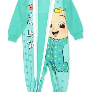 CoComelon JJ Little Star Toddler Infant Footed Blanket Sleeper Pajamas (24M, Teal)