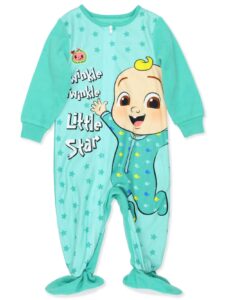 cocomelon jj little star toddler infant footed blanket sleeper pajamas (24m, teal)