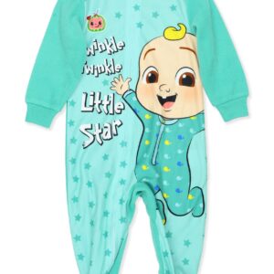 CoComelon JJ Little Star Toddler Infant Footed Blanket Sleeper Pajamas (24M, Teal)