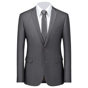 men's classic slim fit daily blazer one button lapel slim business jacket casual formal wedding party sport coat (grey 2,3x-large)