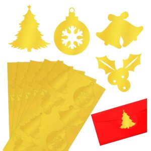 120 pcs gold christmas envelope seal stickers decorative christmas tree seals holiday stickers 2 inch foil xmam bell labels for mail wedding invitation greeting card party gift bag