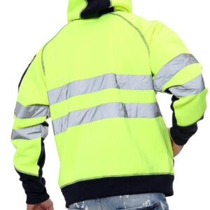 Cima Mode Men's Hi-Vis Hoodie Safety Hoodie Work Pullover Pullover Warm Kangaroo Pockets Sizes Small – 5XL Neon Yellow