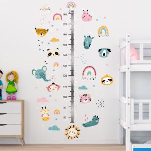 DRWSSR Kids Measuring Height Wall Decals Cute Cartoon Animal Stickers DIY Removable Peel and Stick Kids Room Wall Decoration for Boys and Girls Bedroom nursey Classroom playroom Wall Decal