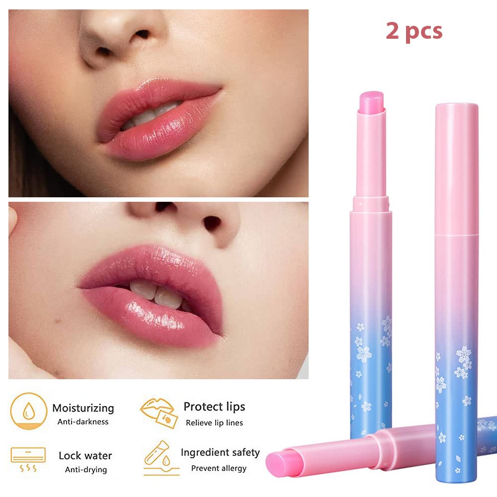 BINGBRUSH 2Pcs Color Changing Lipstick, Pink PH Mood Long Lasting Labiales Lip Care Moisturizer Lip Balm Korean Magic Lip Gloss Lip Tinted Stain Makeup Lipstick Set for Women