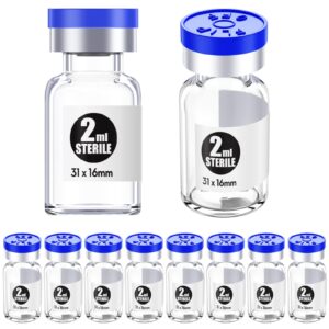 ks-tek sterile empty vials with self healing injection port,with aluminum plastic cap,sterile package (2ml clear,10)