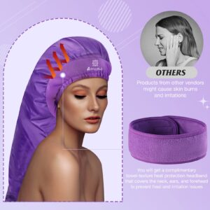 Bonnet Hair Dryer Attachment - Bonnet Hood Dryer with Headband that Reduces Heat Around Ears and Neck, Use for Hair Styling, Hair Drying, Curling and Deep Conditioning (Purple)