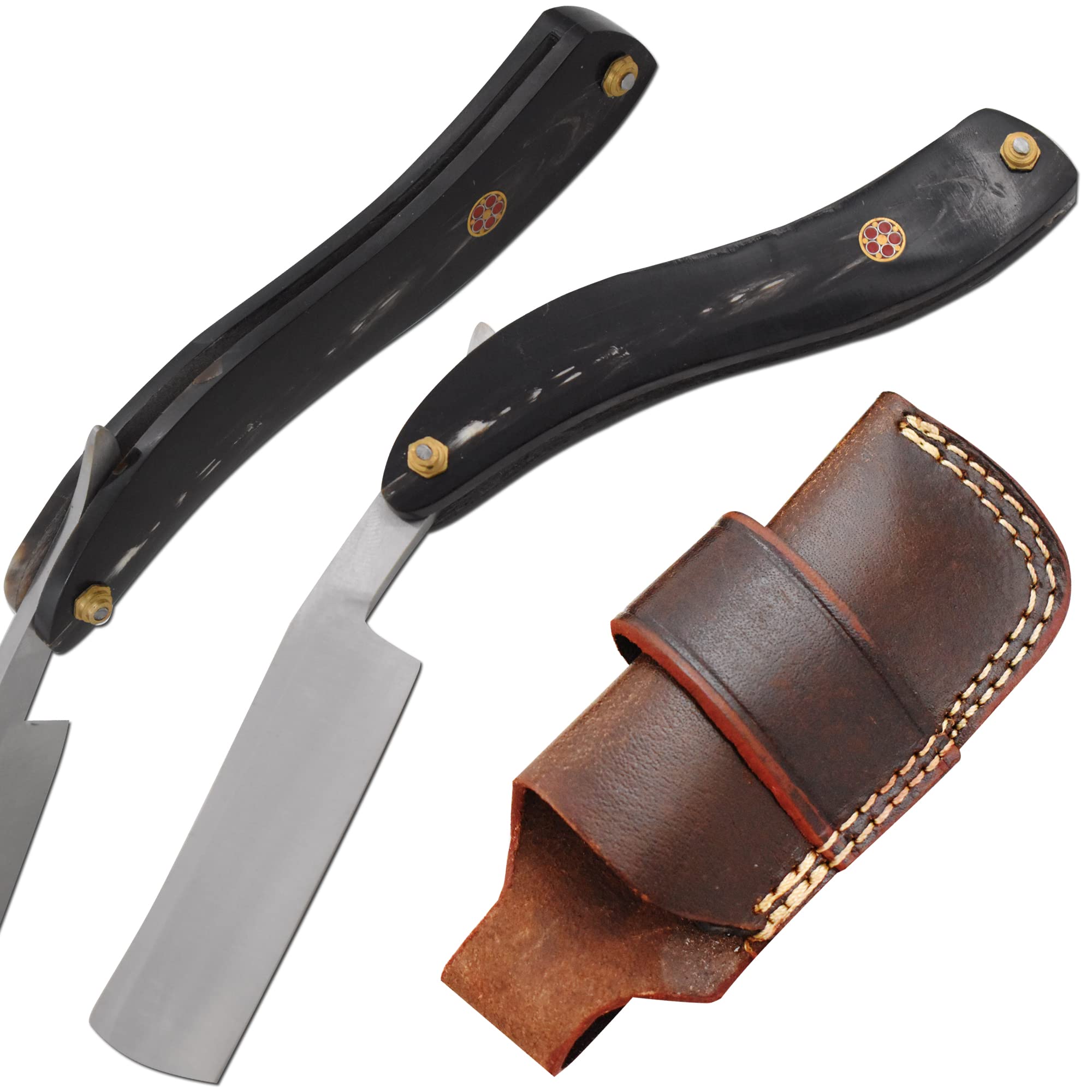 Old Ram Straight Razor | Straight Edge-Razor Red Wood & Bone Handle- Sharp | High Hardness Stainless Steel Cutthroat Straight Edge Blade | Barber Razor (220)