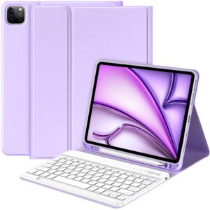 cc store keyboard case for ipad air 11-inch (m2) 2024,for ipad air 5th/4th gen,for ipad pro 11" 4th/3rd/2nd/1st gen,detachable bluetooth keyboard and pencil holder,multi-angle adjustment(purple)