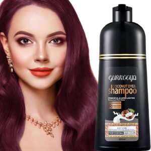 natural hair color shampoo with 100% gray coverage - hair dye for women (grape red shade)