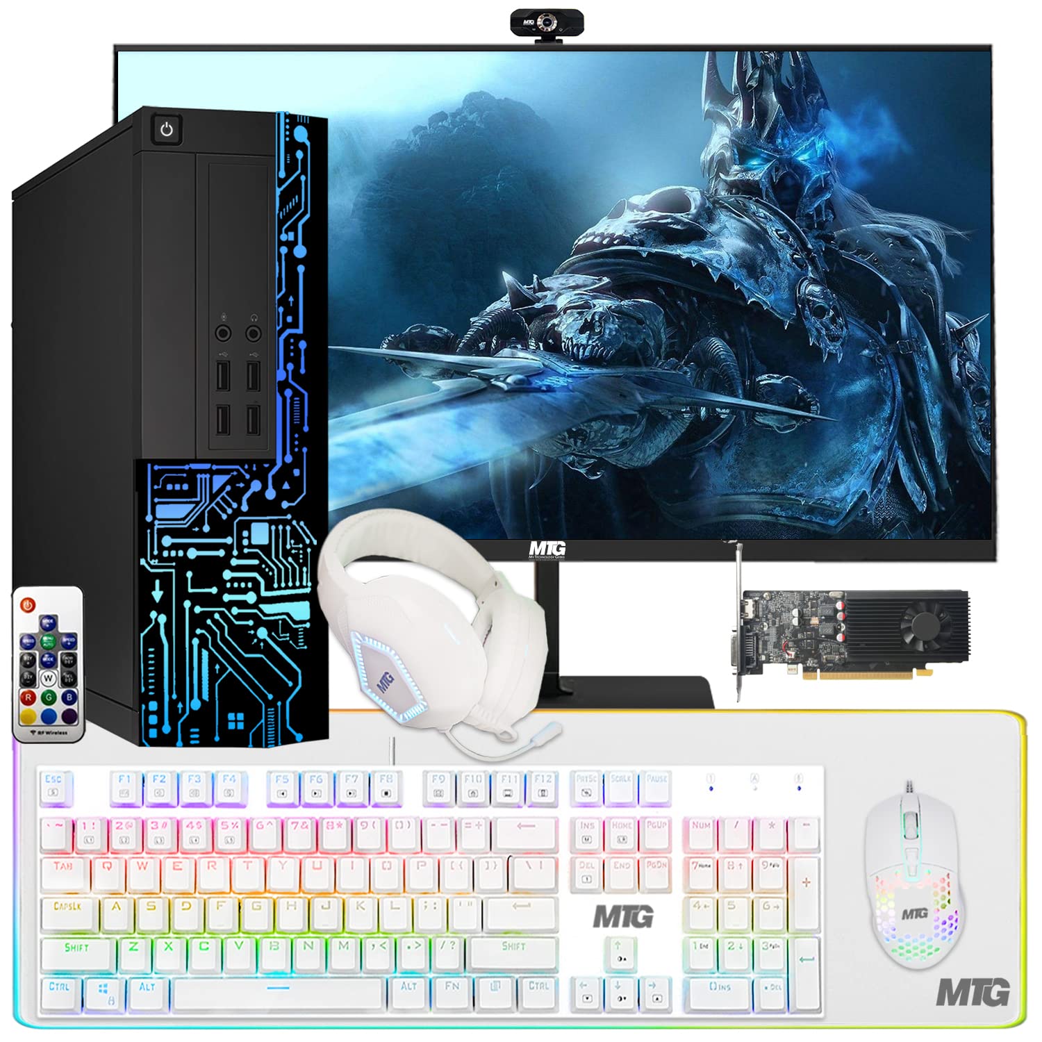 TechMagnet Gaming PC Desktop, Intel Core i7, Siwa 8, GT 1030 4GB DDR4, 16GB RAM, 1TB SSD + 2TB HDD, New MTG 27 Inch Monitor, MTG Gaming Kit with MTG Webcam, WiFi, Win 11 Home (Renewed)