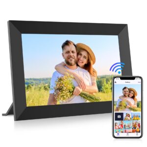 fangor 10.1" digital picture frame, wifi digital photo frame 1280 * 800 hd ips touch screen, 32gb auto-rotate smart frame wall mounted, share photos/videos via uhale app