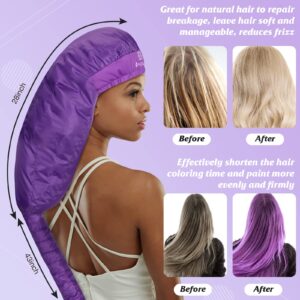 Bonnet Hair Dryer Attachment - Bonnet Hood Dryer with Headband that Reduces Heat Around Ears and Neck, Use for Hair Styling, Hair Drying, Curling and Deep Conditioning (Purple)