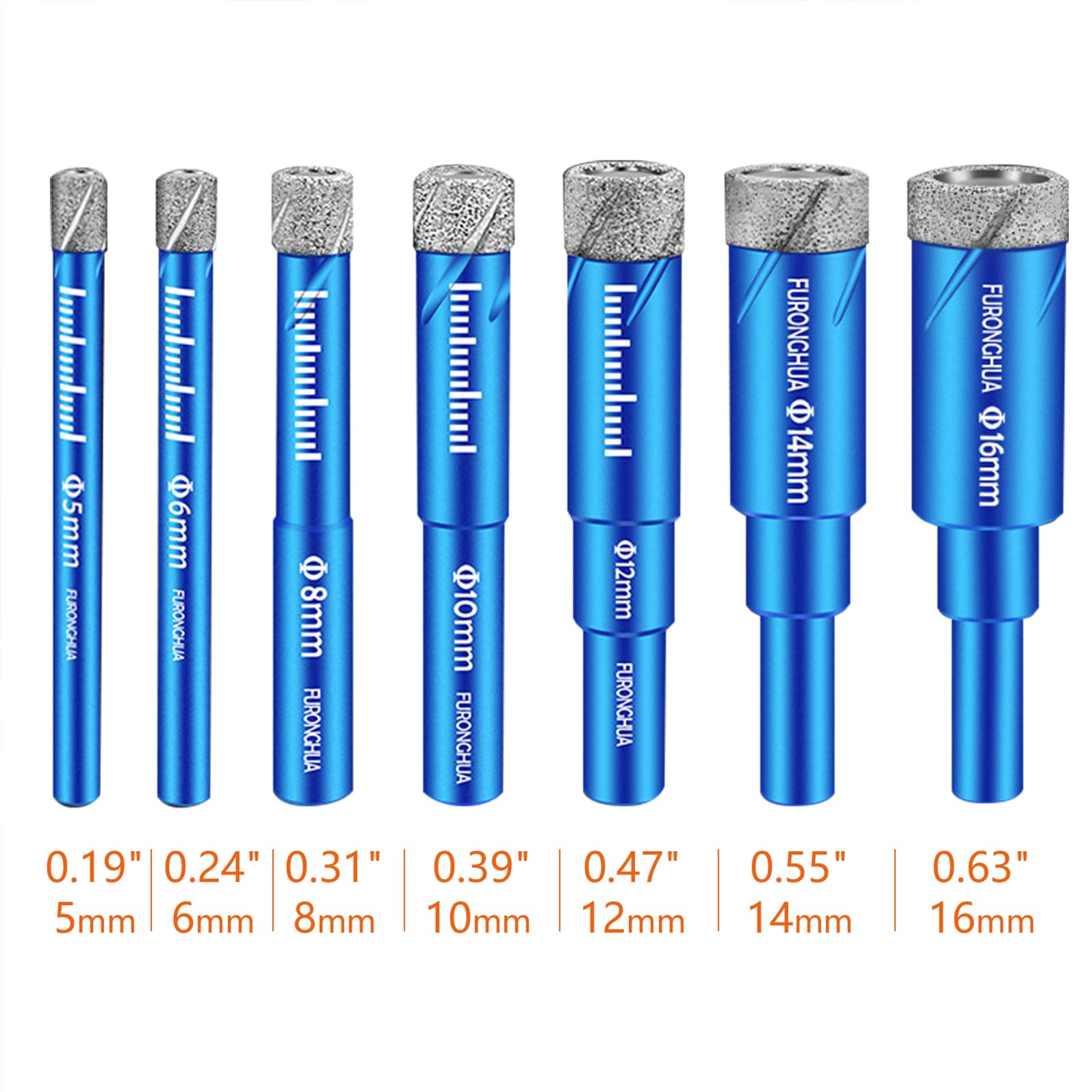 5pcs 3/16" Dry Diamond Core Drill Bits for Ceramic Porcelain Tile Granite Marble Glass Hard Materials Diamond Hole Saw Kit with Cooling Wax,Round Shank