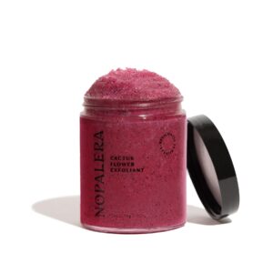 nopalera hibiscus cactus flower exfoliant - exfoliating face & body scrub, 3-in-1 cleanser, exfoliator, & moisturizer, vegan, cruelty-free, natural floral scent, dye free, 6 oz.