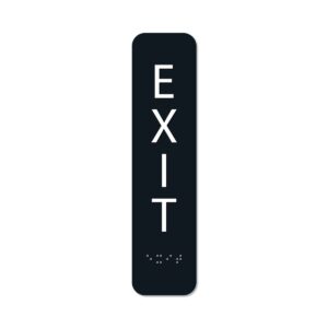 alpha dog ada signs - vertical braille exit sign for business, 8x2 inch, ada compliant, ada exit sign with braille, indoor or outdoor, easy installation, made in the usa, black exit sign