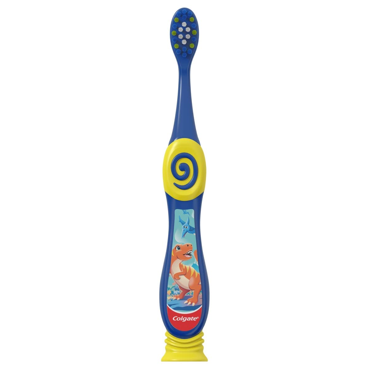 Colgate Dinosaur Toothbrush for Children with Suction Cup, Kids 2-5 Years Old, Extra Soft - Pack of 2