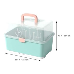 Baby Bottle Drying Rack, 1Pc Baby Bottle Drying Box Cutlery Box Container with Cover Easy- Carry Handle Holder for Bottles Cups Home Kitchen