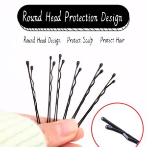 400 Pcs Hair Pins Kit, Including 100 Pcs Bobby Pins, 100 Pcs U Hair Pins, 200 Black Rubber Hair Bands, Hair Pin for Girls and Women, Great for All Hair Types (Black, Gold)