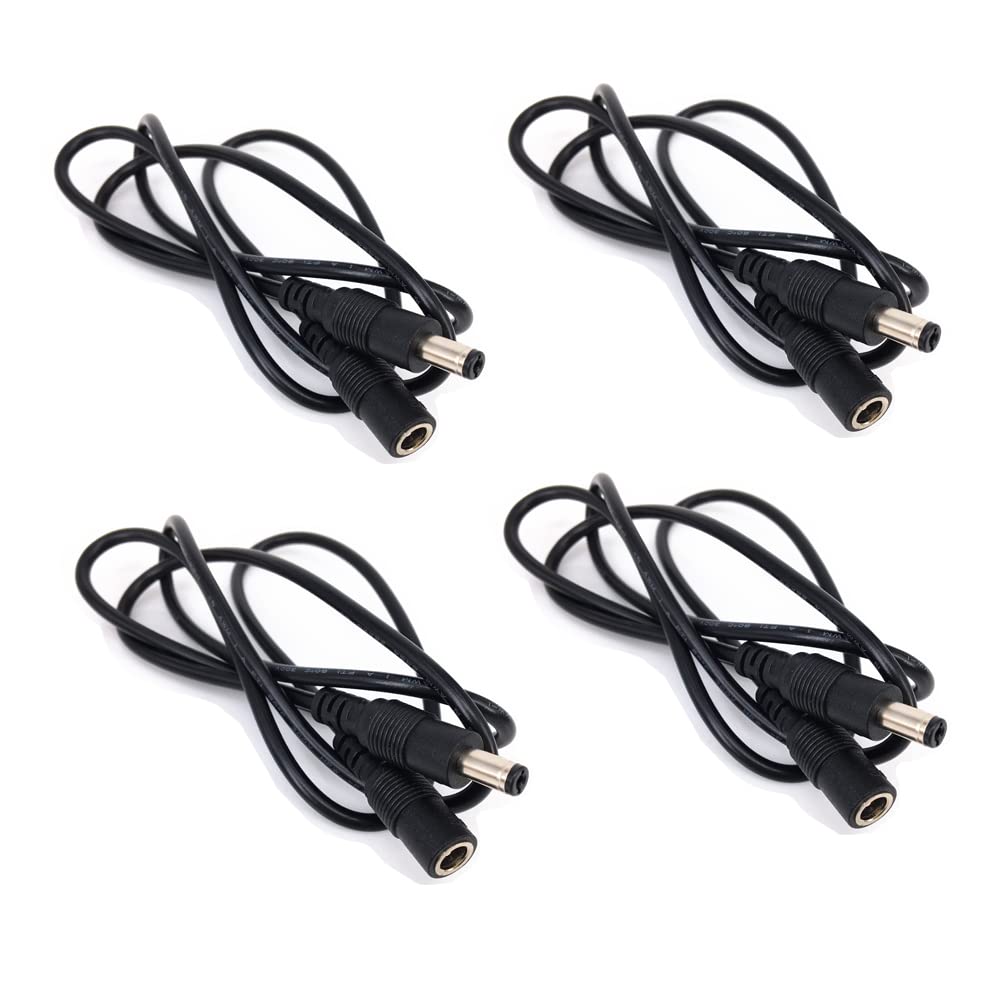 4pcs 3.28ft Black 5.5mm x 2.1mm DC Plug Extension Cable for Power Adapter 12v dc Extension 5.5mm x 2.1mm Extension