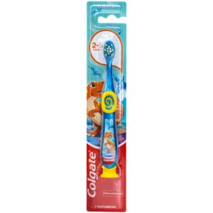 Colgate Dinosaur Toothbrush for Children with Suction Cup, Kids 2-5 Years Old, Extra Soft - Pack of 2