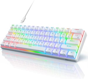 gaming keyboard for girl, 60 percent keyboard color cute keyboard with , wired mechanical keyboard for gaming office white