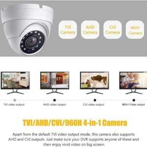 4K 8MP 180° Panoramic Ultra Wide Viewing Angle Fisheye Eyeball Dome TVI CVI AHD Analog 4 in 1 CCTV Security Camera, 30ft IR Night Vision, Outdoor, Full Metal Housing, ONLY Compatible with 8MP DVR