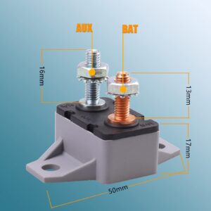 VOZINMOST Automatic Reset Circuit Breaker 10Amp 12V/24V DC Stud Type Circuit Breakers Suitable for Automotive, Marine(Pack of 2)