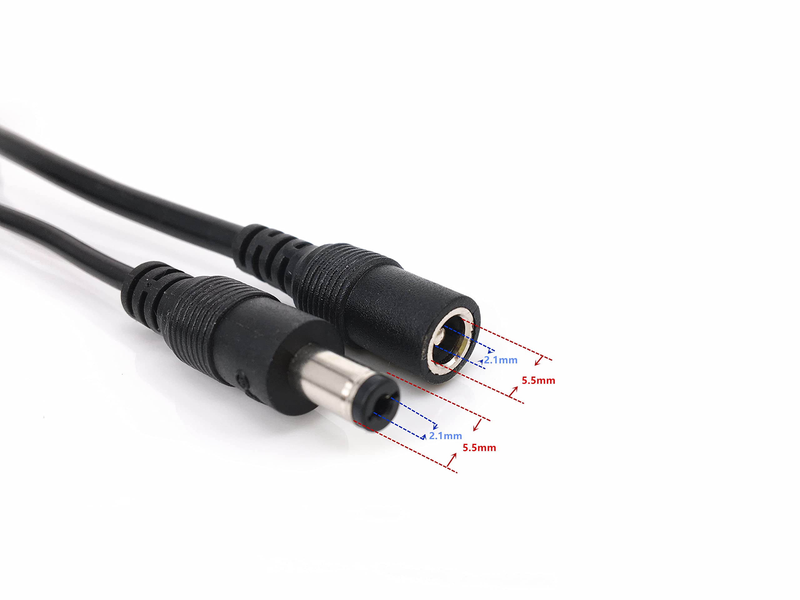 4pcs 3.28ft Black 5.5mm x 2.1mm DC Plug Extension Cable for Power Adapter 12v dc Extension 5.5mm x 2.1mm Extension