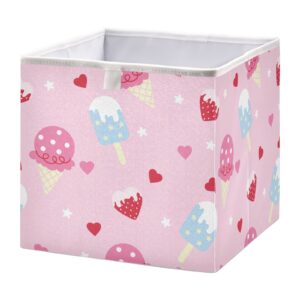 kigai kawaii ice cream cube storage bin, large foldable organizer basket for toys, shelves, laundry, nursery -11 x 11 x 11 in