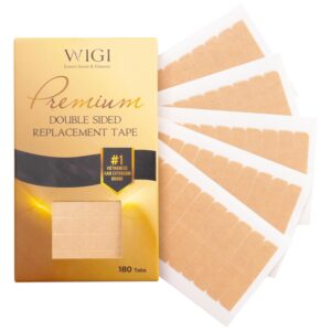 wigi 180 pieces premium double sided tape for hair extensions wigs, hair extension tape tabs replacement tape for hair extensions, 4 x 0.8 cm