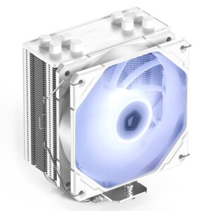 id-cooling se-224-xts white cpu cooler for desktop 4 heatpipes cpu air cooler white led light 120mm pwm fan cpu fan for intel lga1700/115x/1200; amd am4/am5