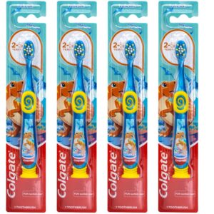 colgate dinosaur toothbrush for children with suction cup, kids 2-5 years old, extra soft - pack of 4