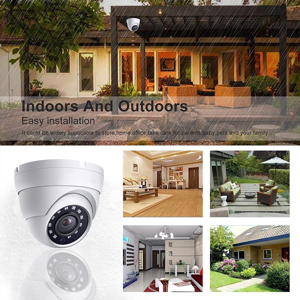 4K 8MP 180° Panoramic Ultra Wide Viewing Angle Fisheye Eyeball Dome TVI CVI AHD Analog 4 in 1 CCTV Security Camera, 30ft IR Night Vision, Outdoor, Full Metal Housing, ONLY Compatible with 8MP DVR