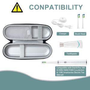 MOSISO Toothbrush Travel Carrying Case Compatible with Oral-B Pro 1000/2000/3000/3500 CrossAction & 1500 Smartseries Electric Toothbrush, Portable Waterproof Protective Hard EVA Storage Bag, Black