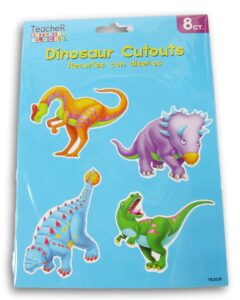 dinosaur school bulletin board paper cutouts - 8 piece - 8 x 6 inches