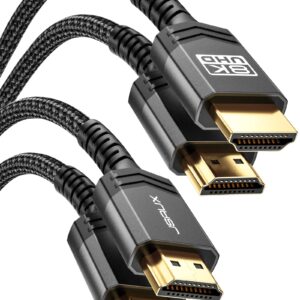 JSAUX HDMI 2.1 Cables 8K 6FT 2-Pack 48Gbps 8K & 4K Ultra High Speed Cords(8K@60Hz 7680x4320, 4K@120Hz) eARC HDR10 HDCP 2.2 & 2.3 3D, Compatible for PS5/PS4/X-Box/Roku TV/HDTV/Blu-ray/LG/Samsung QLED