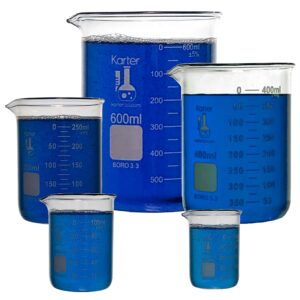 Glass Measuring Low Form Beaker Set Glass Graduated Beaker Set (50ml+100ml+250ml+400ml+600ml)